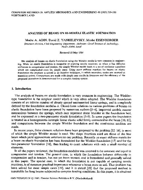 pdf analysis of beams on bi moduli elastic foundation
