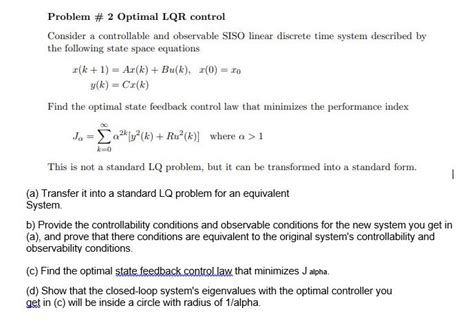 problem 2 optimal lqr control consider a