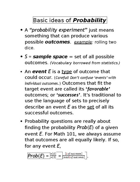 Probability Basics And HW Basic Ideas Of Probability A Probability Experiment Just Means