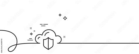 cloud computing protection line icon continuous one line with curl