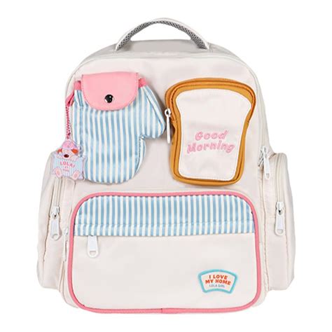 Lola Design吐司双肩包少女可爱书包初中女生小众原创高中生背包 虎窝淘