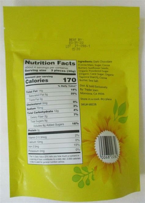 TRADER JOE'S DARK CHOCOLATE SUNFLOWER SEED BUTTER CUPS 4.2-OZ BAG | eBay
