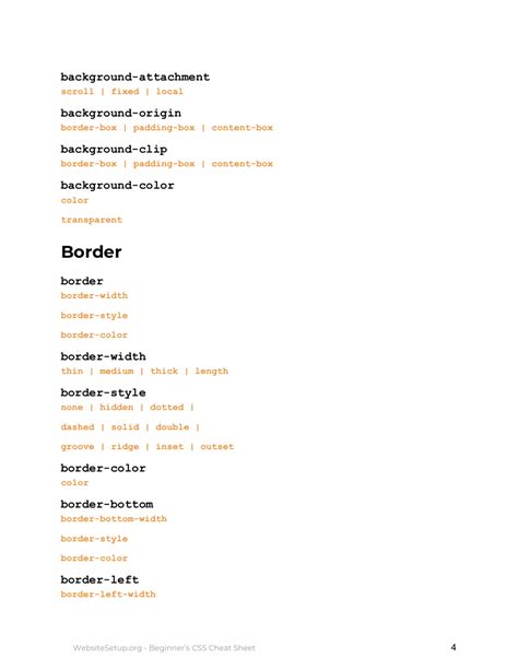 Beginner S Essential Css Cheat Sheet Download Printable PDF Templateroller
