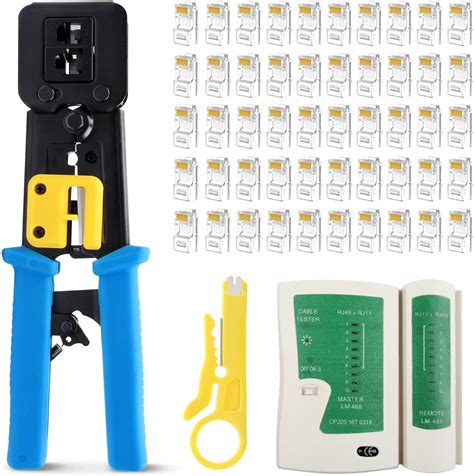 Rj45 Crimp Tool Kit Ethernet Pass Through Crimper Network Tool Kit Cat5 Cat5e Cat6 Crimping