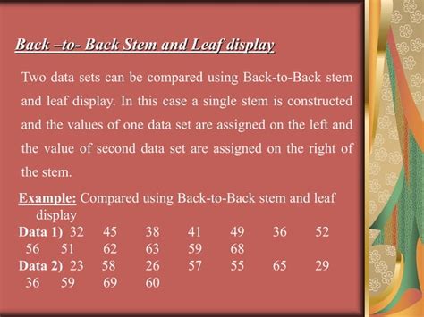 Stem And Leaf Display In Biostatic Ppt
