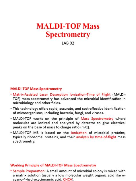 Maldi Tof Mass Spectrometry Pdf Mass Spectrometry Time Of Flight Mass Spectrometry