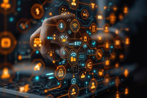 A Hand Interacts With A Digital Network Interface Visualizing The Interconnectedness Of