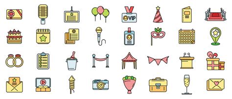 Event Management Icons Set Vector Color Line 42522247 Vector Art At