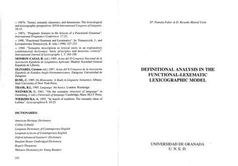 Pdf Definitional Analysis In The Functional Lexematic Lexicographic Model Pdf Definitional Analysis In The Functional Lexematic Lexicographic Model