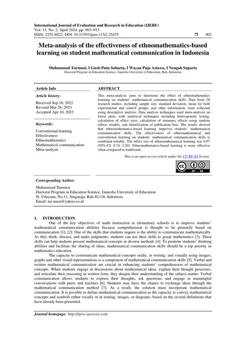Pdf Meta Analysis Of The Effectiveness Of Ethnomathematics Based