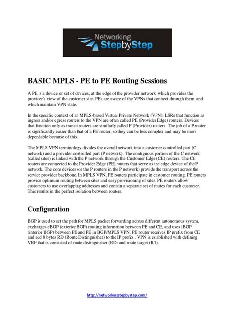 112 Basic Mpls Configuration Guide Pe To Pe Routing Sessions Pdf