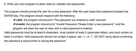 solved 6 write your own program to allow users to validate