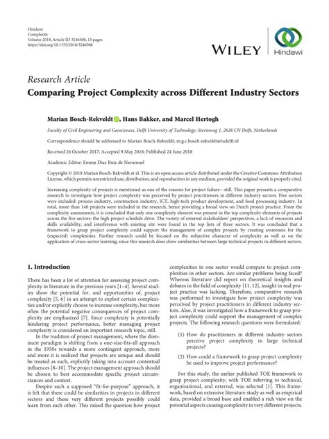Pdf Comparing Project Complexity Across Different Industry Sectors