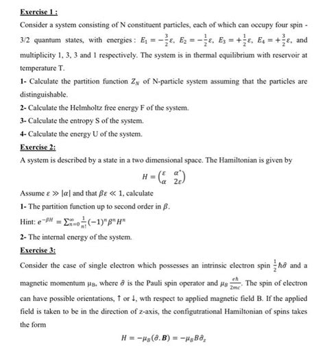 Solved Exercise Consider A System Consisting Of N Chegg