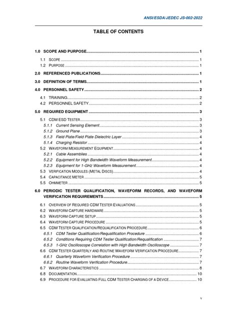 Ansi Esda Jedec Js 002 2022 Toc Pdf Electrostatic Discharge Verification And Validation