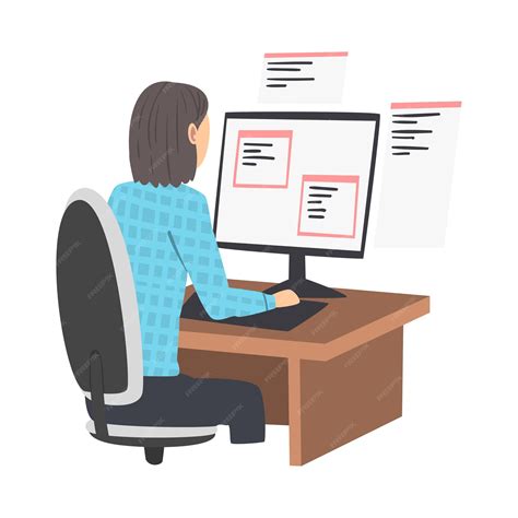 Premium Vector Woman As Software Developer Or Programmer Engaged In