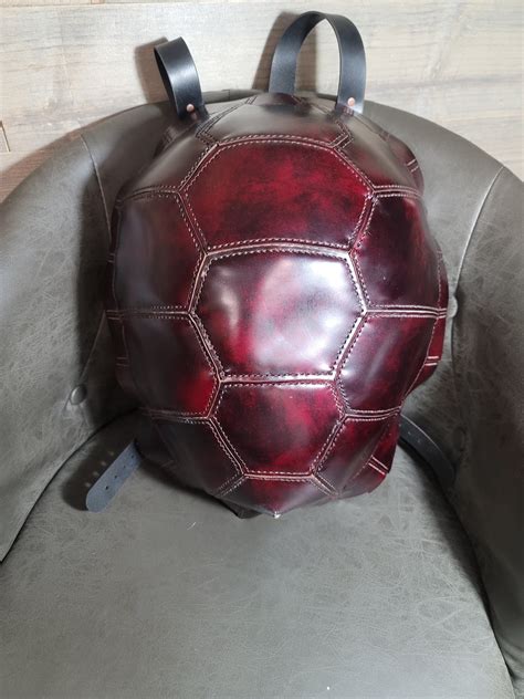 Leather Turtle Shell Backpack Red Etsy