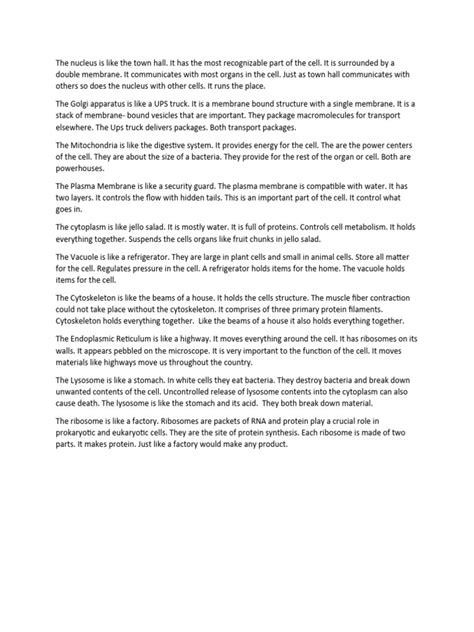 Bio Analogy Pdf Cell Biology Cell Membrane