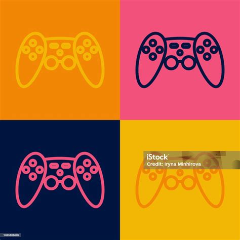 컬러 배경에 격리 된 팝 아트 라인 게임 패드 아이콘 게임 컨트롤러 벡터 게이머에 대한 스톡 벡터 아트 및 기타 이미지 게이머 라인아트 벡터 Istock