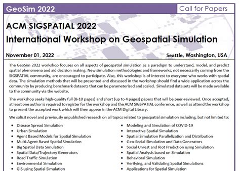 Gis And Agent Based Modeling Call For Papers Geosim 2022