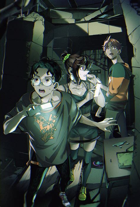 Ayase Momo Takakura Ken And Jin Enjoji Dandadan Drawn By Akabane Sekiu Ro Mutyo Danbooru
