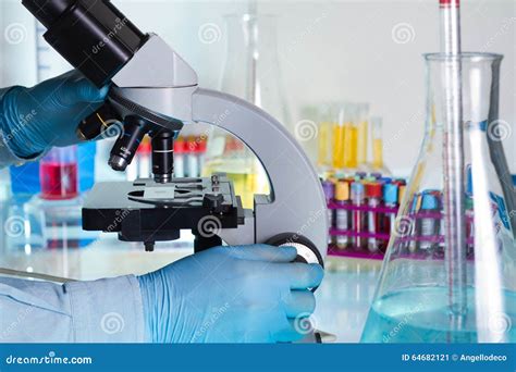 Researcher Working With Micro In The Laboratory Workbench Stock Image