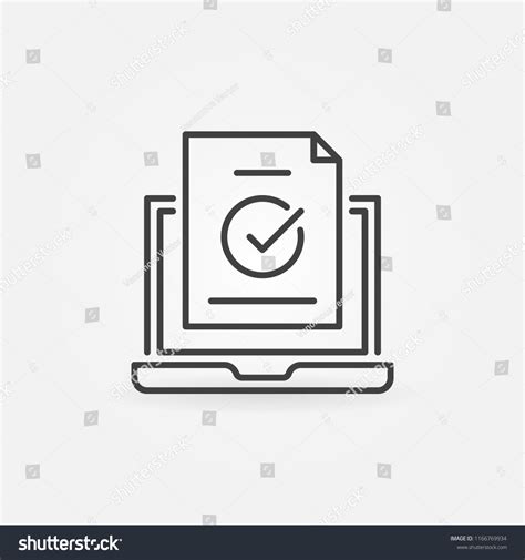Laptop Check Mark Outline Icon Vector Stock Vector Royalty Free 1166769934 Shutterstock