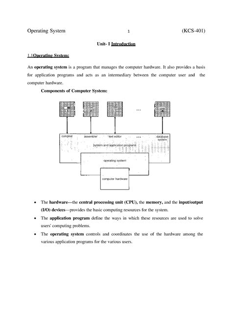 Os Merged Os Notes Unit I Introduction 1 System An Operating