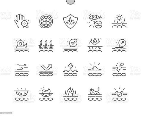 피부 잘 만들어진 픽셀 완벽한 벡터 얇은 라인 아이콘 30 웹 그래픽 및 응용 프로그램을위한 그리드 2x 간단한 최소한의 그림