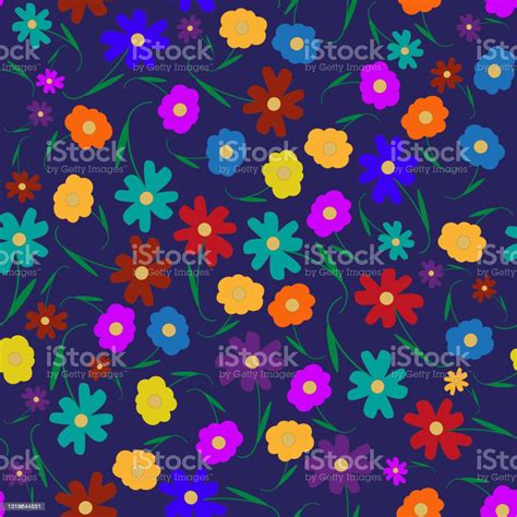 보라색 배경에 화려한 꽃과 매끄러운 꽃 패턴 봄 꽃 요소 여름 정원의 꽃 직물 배경 화면 배경 및 엽서 0명에 대한 스톡 벡터 아트 및 기타 이미지 Istock