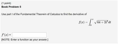 solved 1 point book problem 5 use part i of the