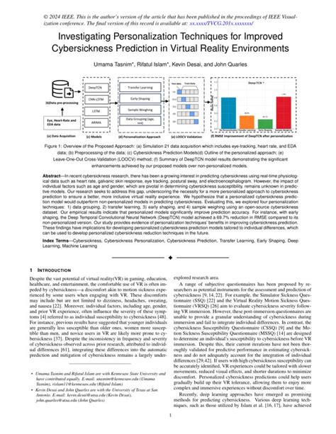 Rifatul Islam On Linkedin Pdf Personalization Techniques For Improved Cybersickness