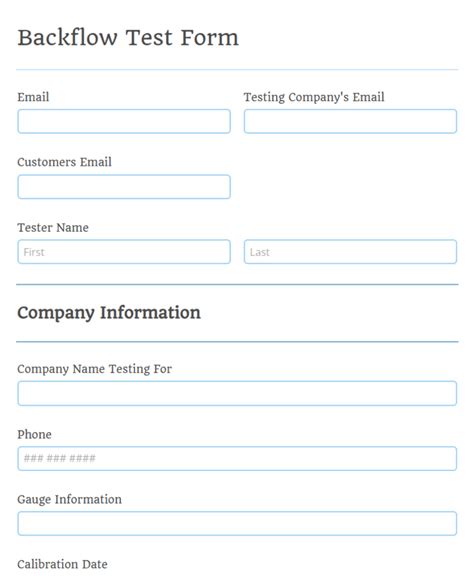 Online Backflow Test Form Template 123FormBuilder