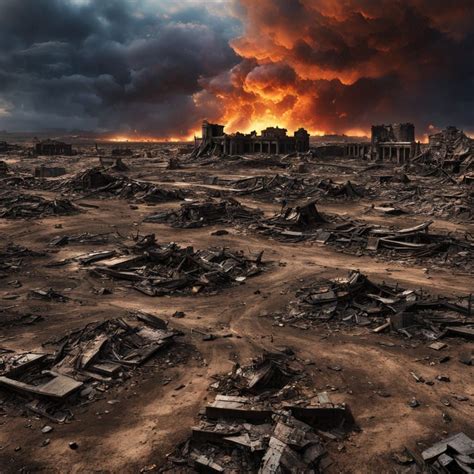 War Torn Landscape In Vibrant Expressive Brushstr Ai Art
