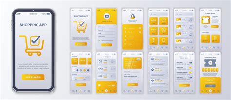 Shopping Mobile App Interface Screens Template Set Account Login