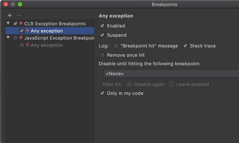Breakpoints View Not Showing Net Exception Breakpoints For Unity