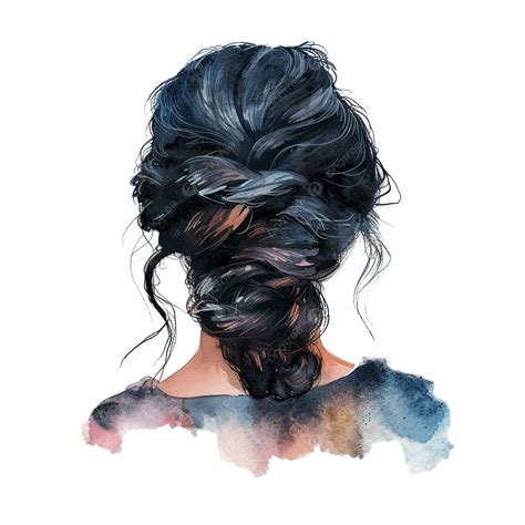 Messy Bun Holyday Black Hair Watercolor Art Generative Ai Messy Bun
