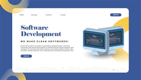 Software Development Service Landing Page Ui For Company With Monitors