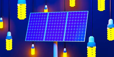 Led 램프는 태양 전지판 옆에 매달려 있습니다 대체 생태 전기 3d 렌더링 0명에 대한 스톡 사진 및 기타 이미지 0명 Led 조명 깨끗한 Istock