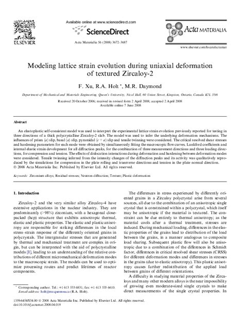 Pdf Modeling Lattice Strain Evolution During Uniaxial Deformation Of