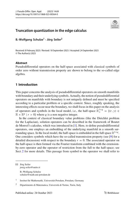 Pdf Truncation Quantization In The Edge Calculus