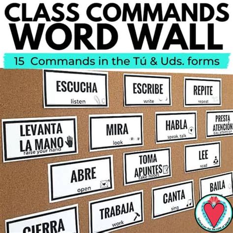 Spanish Classroom Decor Spanish Classroom Commands Bulletin Board Word Wall In 2024 Word Wall