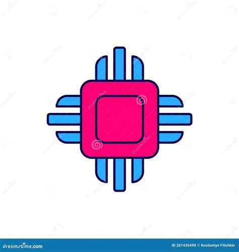 Procesador De Computadora De Esquema Relleno Con Icono De Cpu De
