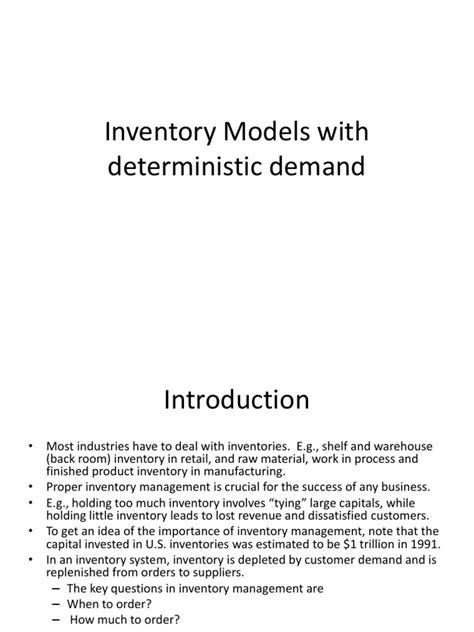 Deterministic Inventory Models Pdf Inventory Demand
