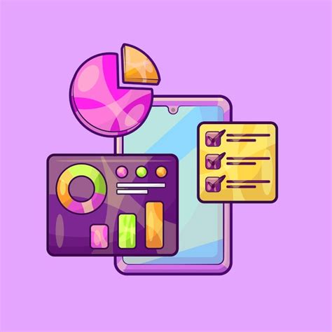 만화 스타일의 모바일 데이터 분석 그림 개념 프리미엄 벡터