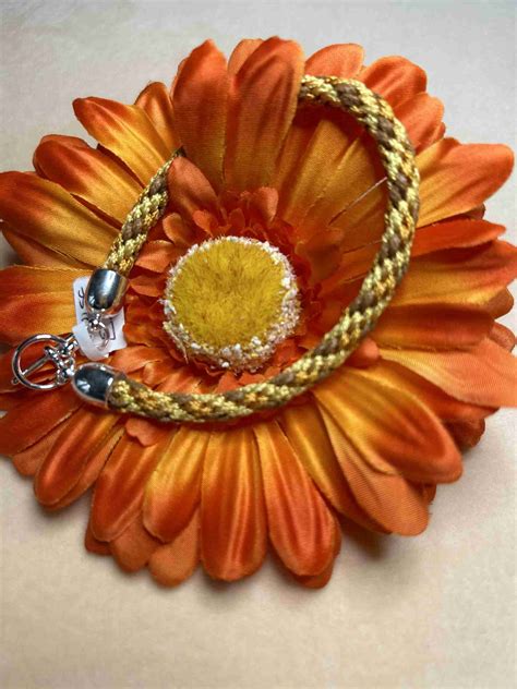 “denise ” Kumihimo Ribbon Bracelet In Golds And Yellow Numonday