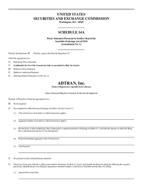 Fillable Online Proxy Statement Pursuant To Section 14a Of The