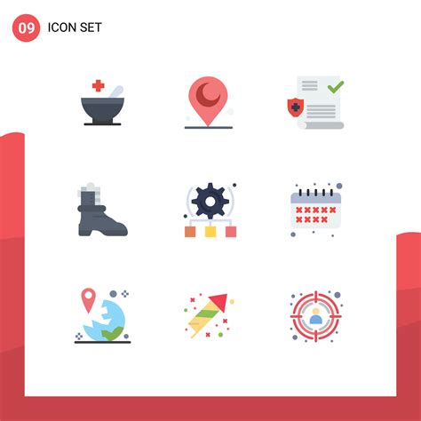 User Interface Pack Of 9 Basic Flat Colors Of Back To School Cogwheel File Configure American