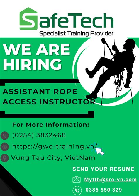 We Are Hiring Assistant Rope Access Instructor Safetech