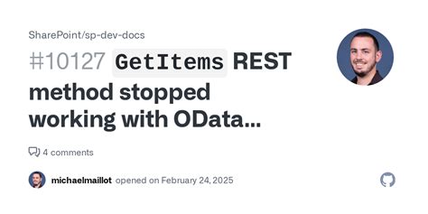 `getitems` Rest Method Stopped Working With Odata Query Operations